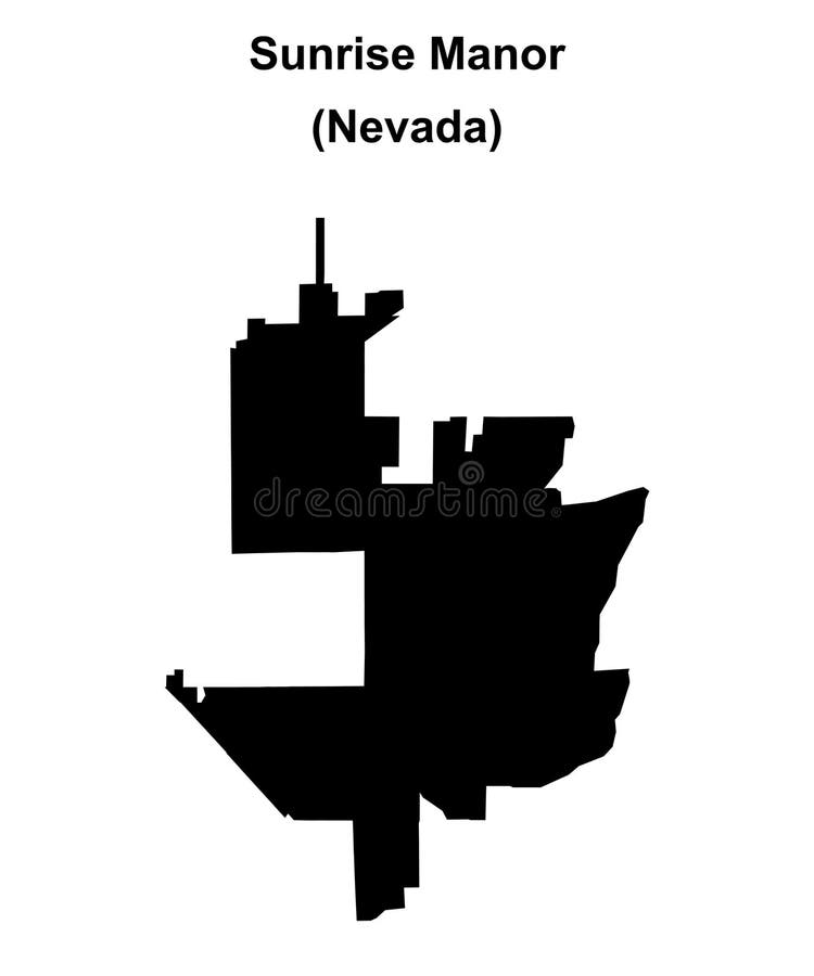 Sunrise Manor outline map stock vector. Illustration of shape - 357488563