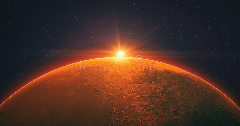 Sunrise on Mars, 3d Ilustration. Stock Illustration - Illustration of ...