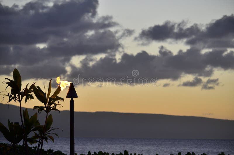 Maui Torch Lighting Ceremony Stock Image - Image of dusk, blackrock ...
