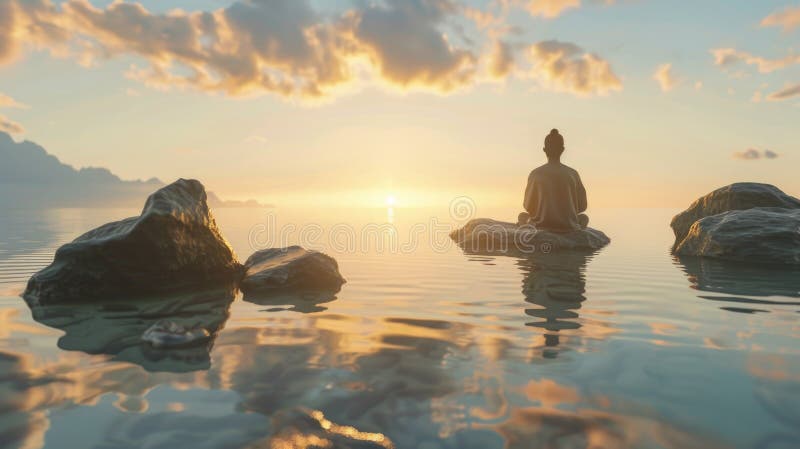 Sunrise Meditation by the Ocean Stock Image - Image of morning, nature ...