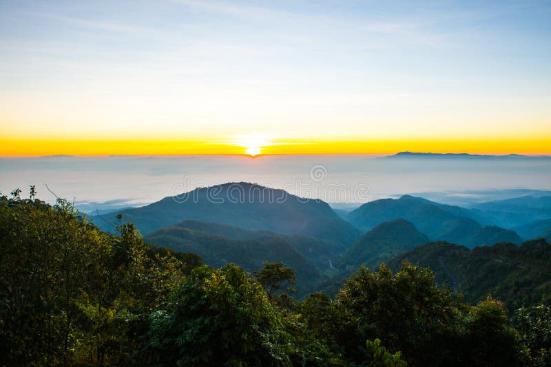 Sunrise at Mon Sone View Point Stock Image - Image of fresh, rural ...