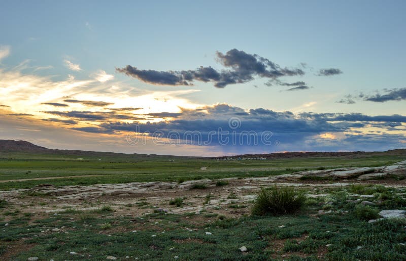 Sunrise on Mongolian Steppes Stock Photo - Image of field, mongolia ...