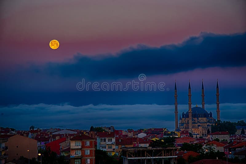 Sunrise and Moon HDR stock photo. Image of environment - 42067658