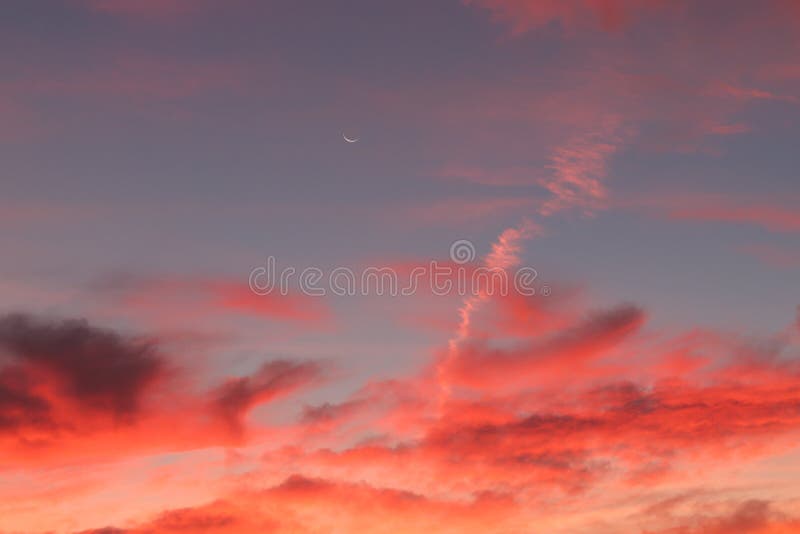 Sunrise with moon stock image. Image of cloud, pink - 165013235