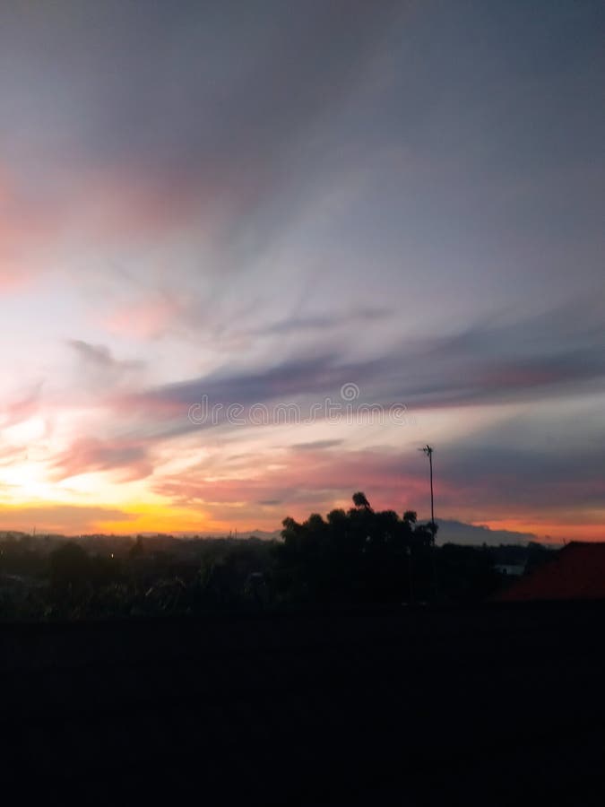 Sunrise in the Morning with Cloud and Mountain Wiew Stock Image - Image ...