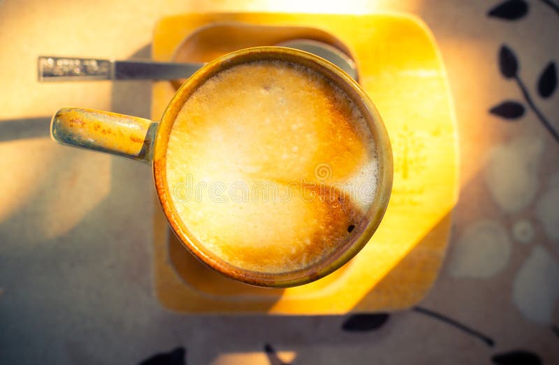 Sunrise Morning Coffee. Morning Cup of Coffee on the Against the ...