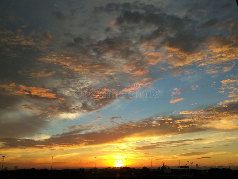 Sunrise in the Morning in the Sky of Jakarta, with Cloud Patterns ...