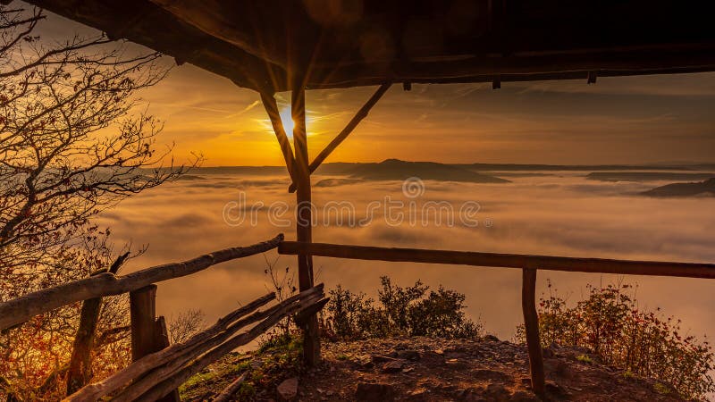 Sunrise at the Mosel loop stock image. Image of photograph - 265284619