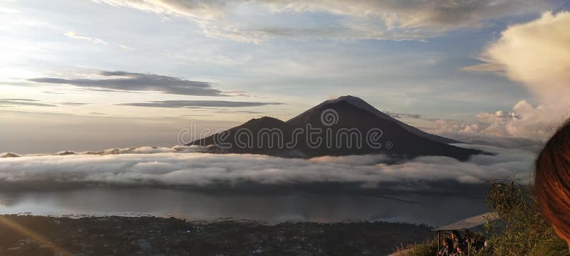 Sunrise Mount Batur in Kintamani Bali Stock Image - Image of dusk ...