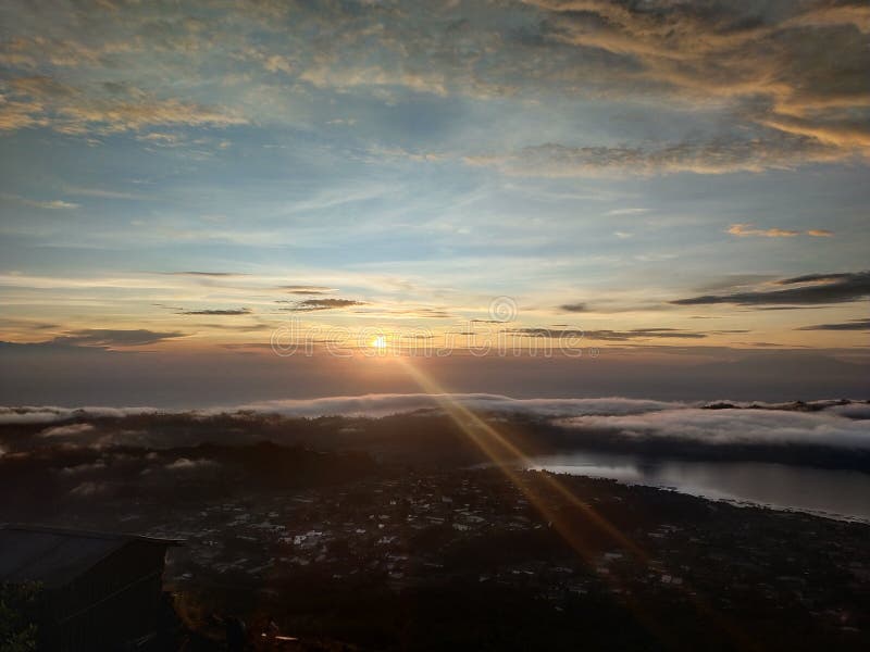 Sunrise Mount Batur in Kintamani Bali Stock Photo - Image of coast ...