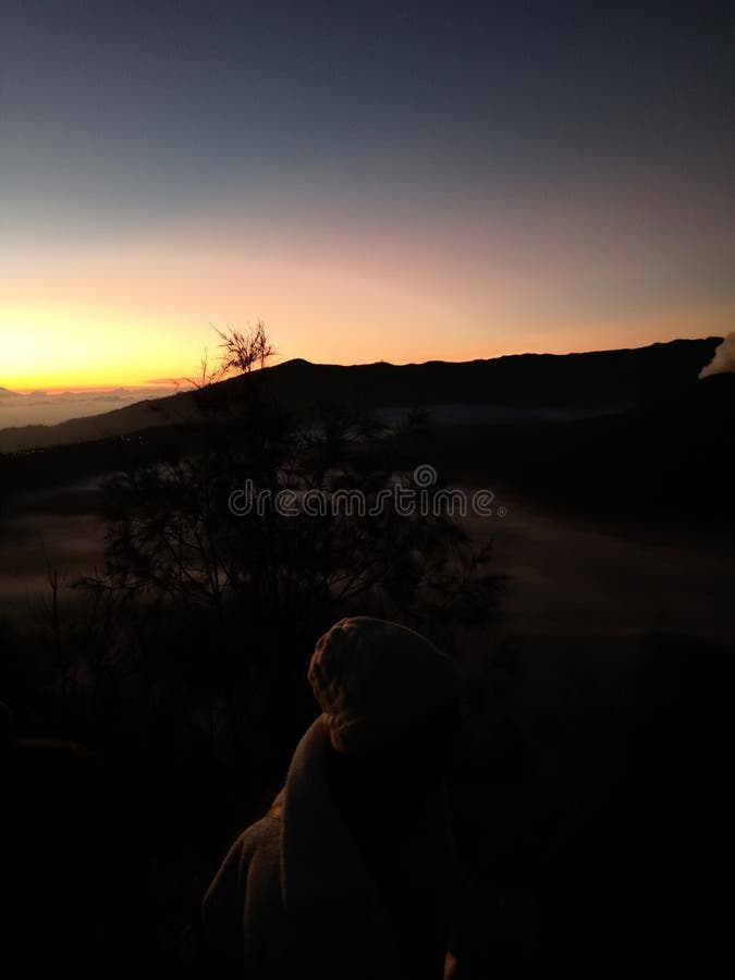 Sunrise at Mount Bromo with Clear Sky Stock Image - Image of sunrise ...