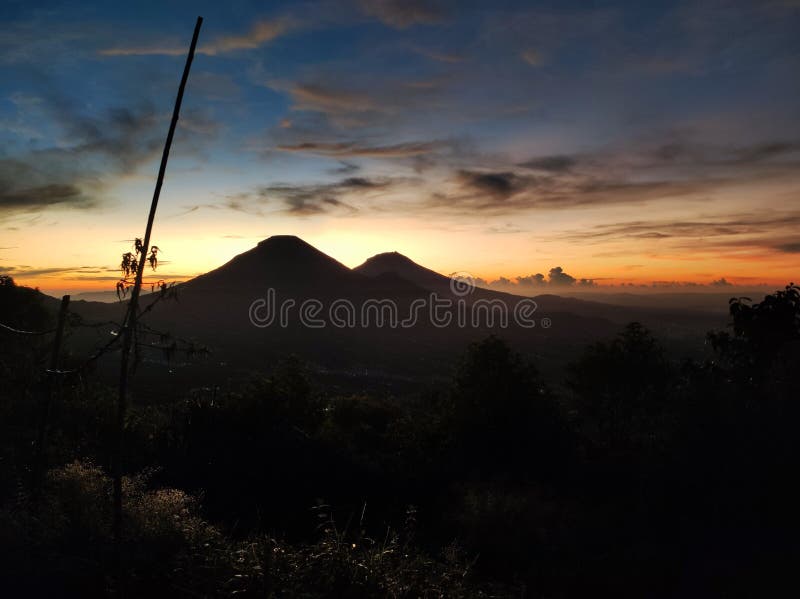 Sunrise on Mount Sindoro and Mount Sumbing Stock Photo - Image of ...