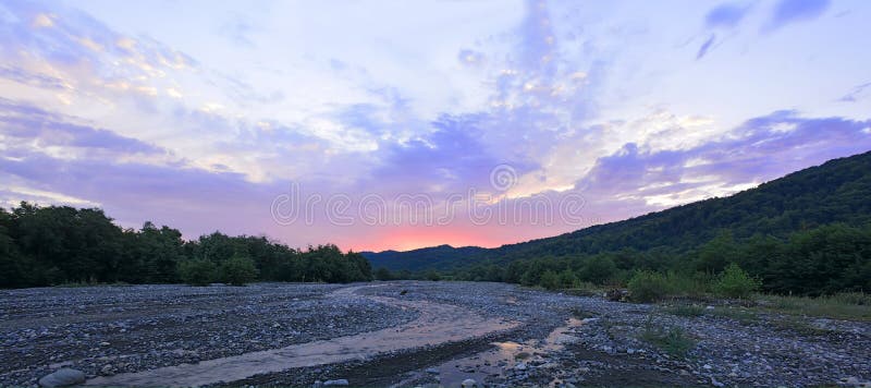 Sunrise on mountain river stock image. Image of lake - 57317365