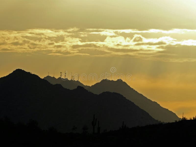 Sunrise and Mountain Shadows Stock Photo - Image of mountains, desert ...