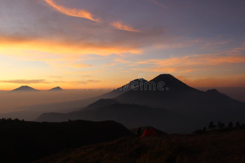 Sunrise in Mountain Sindoro Stock Photo - Image of sunrise, sindoro ...