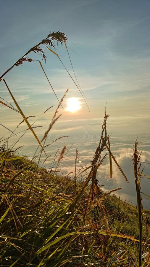 Sunrise Mountain Sindoro Central Java Indonesia Stock Photo - Image of ...