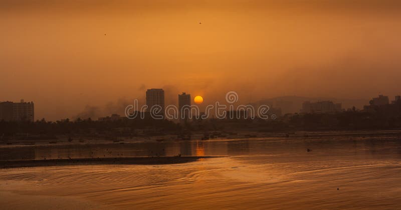 Sunrise at Mumbai, India stock photo. Image of dusk, ocean - 90205264