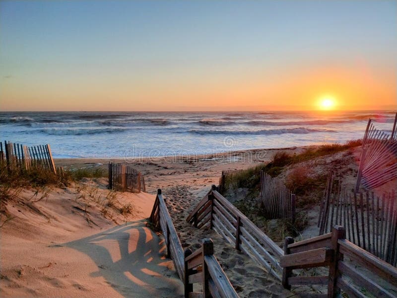 Sunrise at Nags Head Beach OBX Stock Photo - Image of nags, beach ...