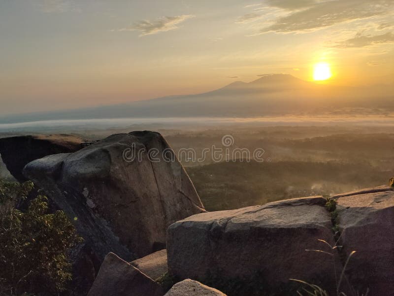 Sunrise Nature Orange Stone View Stock Photo - Image of rock, view ...