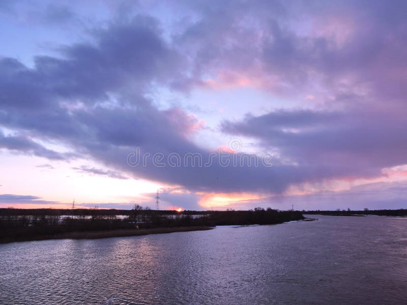 Sunrise Near Lake, Lithuania Stock Photo - Image of water, violet: 58352608