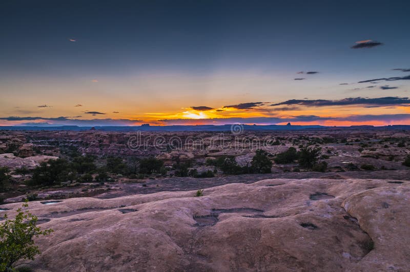 Sunrise in Needles District Stock Image - Image of crevices, orange ...