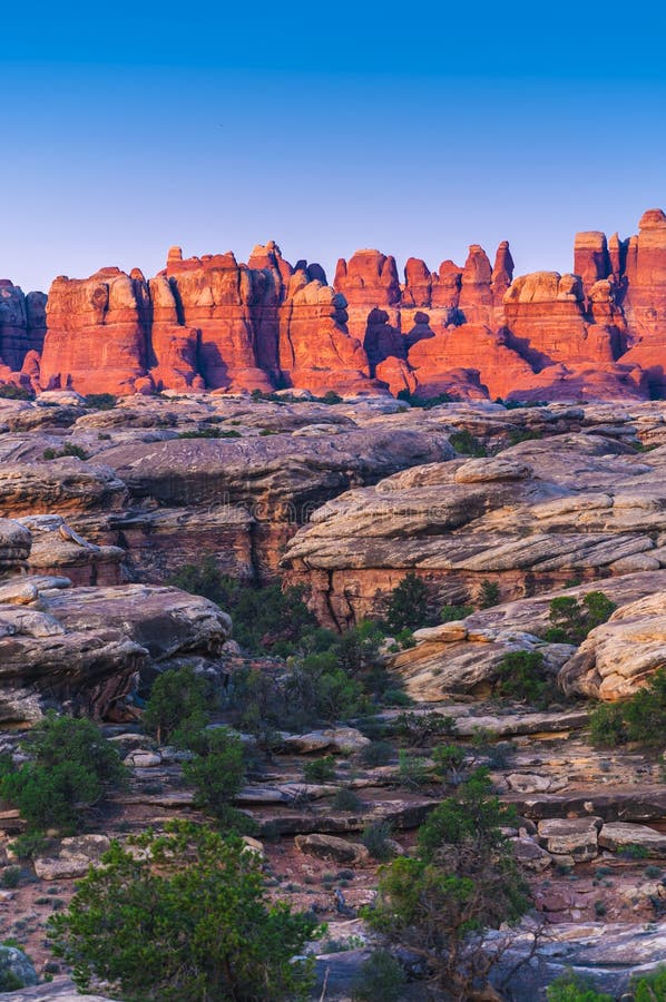 Needles District Sunrise. Cantonlands National Park-Utah.. Stock Image ...