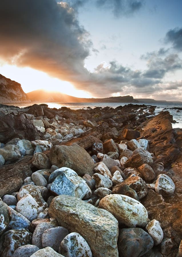Sunrise Ocean Landscape Mupe Bay Stock Image - Image of channel, dorset ...