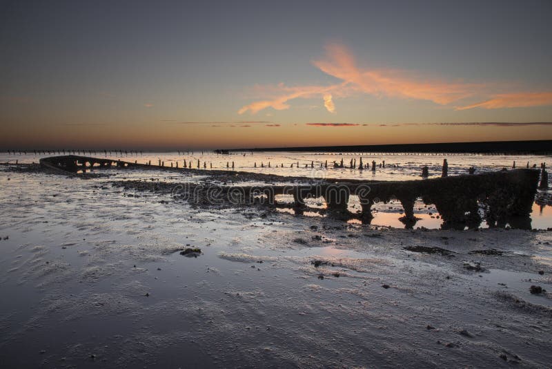 Sunrise at the Waddenzee in the Netherlands Stock Photo - Image of ...
