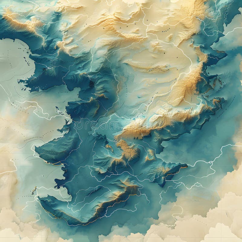 Sunrise Over Asia: Digital Map Transformed into Abstract Banner ...