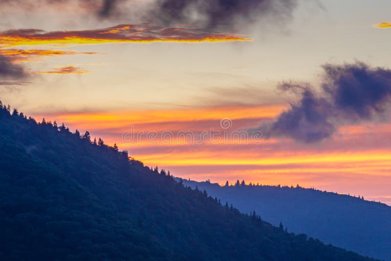 Sunrise Over Blue Ridge Parkway in Summer Stock Image - Image of house ...