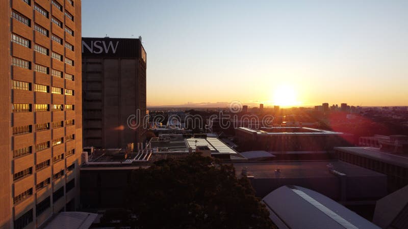 Sunrise Over Buildings and Cityscape Editorial Stock Image - Image of ...