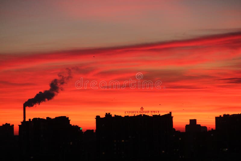 Sunrise over the city stock image. Image of horizon, misterious - 71273523