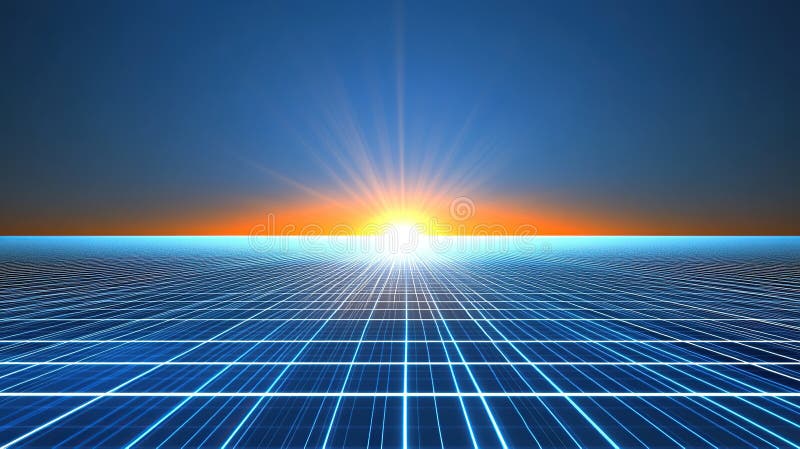 Futuristic Landscape with Mountains and Valleys, with Silhouettes of a ...