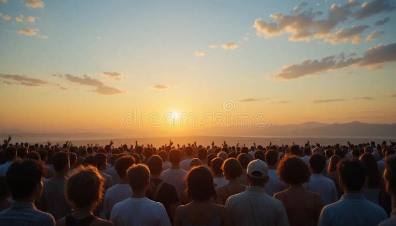 A Sunrise Over a Diverse Group of People, Symbolizing a New Era Stock ...