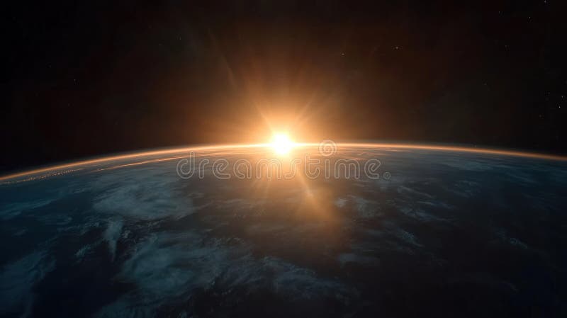 Sunrise Over Earth Horizon Seen from Outer Space Stock Illustration ...
