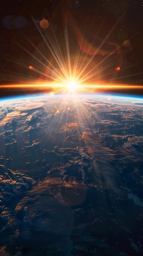 Sunrise Over Earth from Outer Space, Cosmic View. Space Exploration and ...