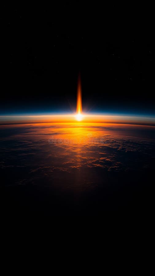 Sunrise Over Earth S Horizon from Space, Cosmic View. Celestial and ...