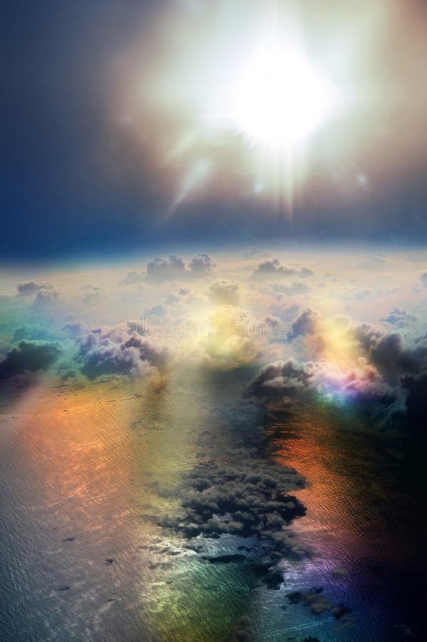 Sunrise over the Earth stock illustration. Illustration of station ...