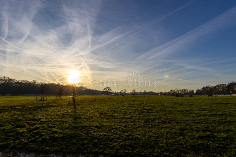 Sunrise over the field stock photo. Image of meadow - 365766382