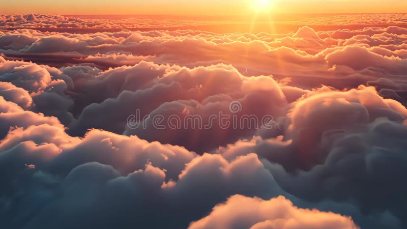 Sunrise Over Fluffy Clouds with Warm Colors, Atmospheric Concept Stock ...