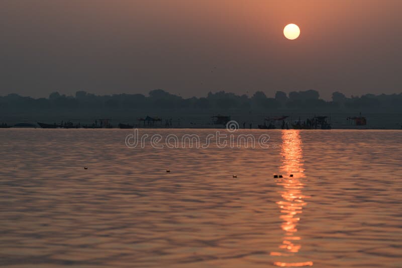 Sunrise Over the Ganges stock photo. Image of india, horizon - 74145124