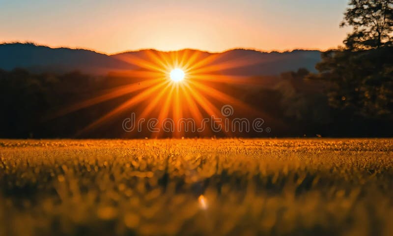 Sunrise Over a Grassy Field, Vibrant Colors Stock Video - Video of view ...
