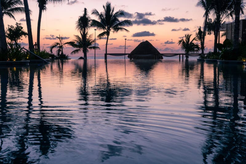 Sunrise Over the Gulf of Mexico Reflected into the Infinity Pool at the ...