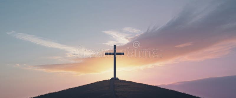 Sunrise Over Hilltop Cross Dramatic Sky Stock Photos - Free & Royalty ...