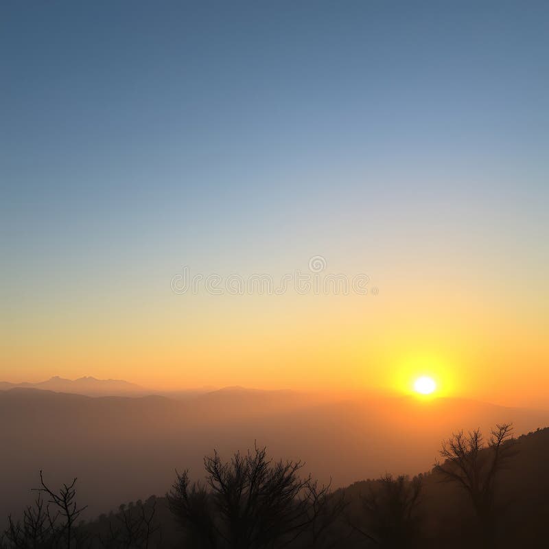 Sunrise Over Himalayas with Glowing Peaks Stock Illustration ...