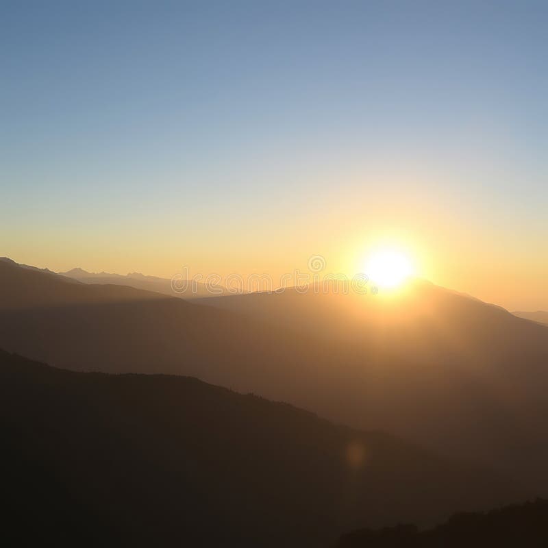 Sunrise Over Himalayas with Glowing Peaks Stock Illustration ...