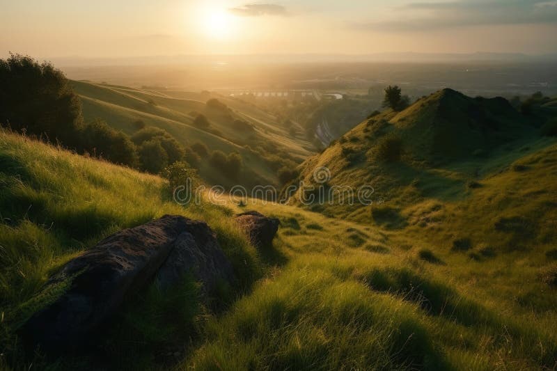 Sunrise Over the Horizon View Stock Illustration - Illustration of ...