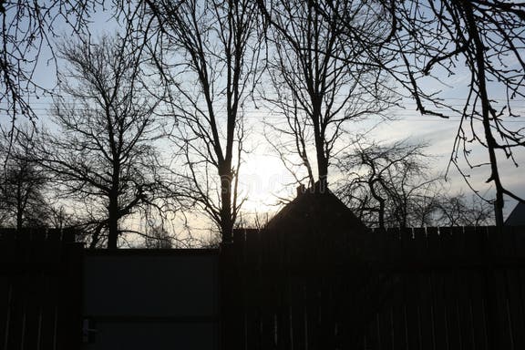 Sunrise over the house stock image. Image of march, plant - 244318765