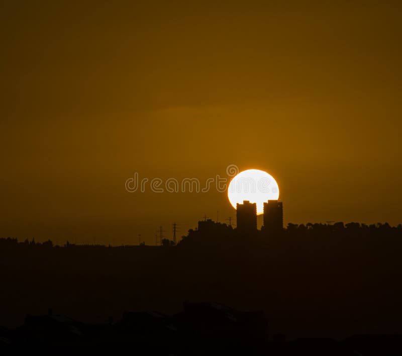A Sunrise over Jerusalem stock image. Image of silhouette - 112745371