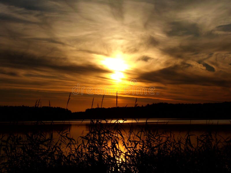 Sunrise over the lake 8 stock image. Image of grass, clear - 86090749